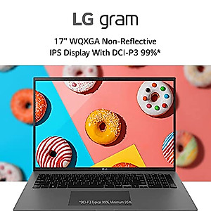 LG Gram (2022) 17Z90Q Ultra Lightweight Laptop, 17" (2560 x 1600) IPS Display, Intel Evo 12th Gen i5 1240P Processor, 16GB LPDDR5, 512GB NVMe SSD, FHD Webcam, WiFi 6E, Thunderbolt 4, Windows 11, Gray