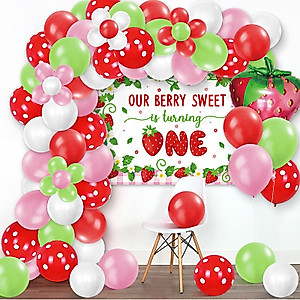 Vansolinne Strawberry First Birthday Decoration Berry First Birthday Party Set Balloons Backdrop Sweet One Party Supplies Photo Backdrop Banner Balloons Garland Decor Kit Party Decorations Supplies