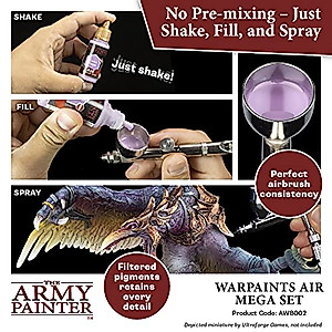 The Army Painter Warpaints Air Mega Set - Non-Toxic Water Based Airbrush paint set – paint and primer for Tabletop Roleplaying, Boardgames, and Wargames Miniature Model Painting