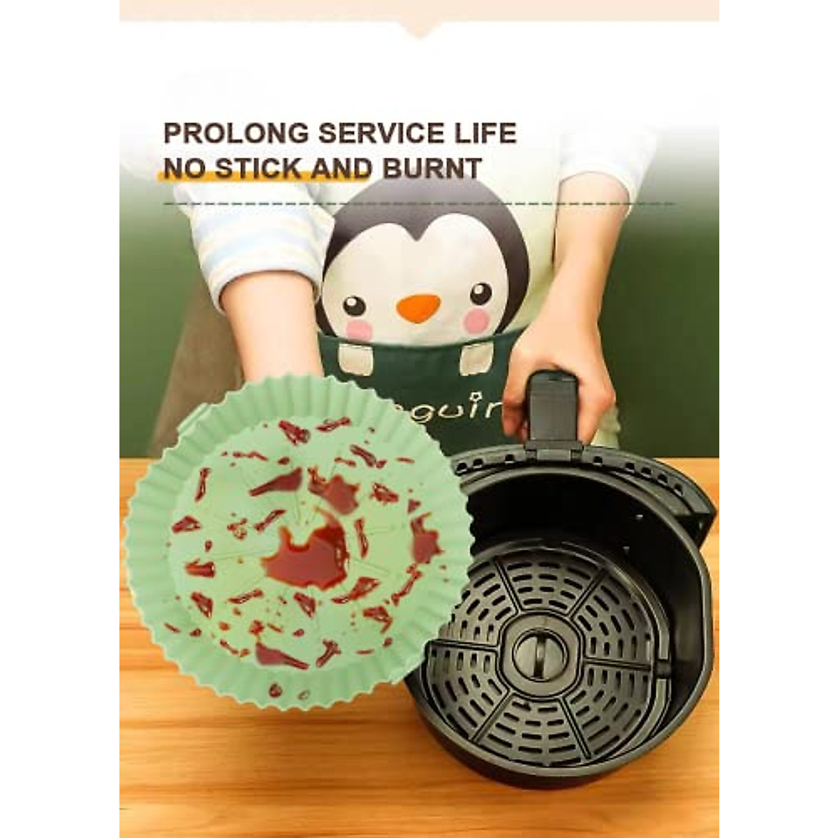 Air Fryer Silicone Liners - 2 Pcs Non-stick Non-burnt, Easy to Demold Reusable Air Fryer Silicone Liners Basket for 4-8 Quart Air Fryer Oven.