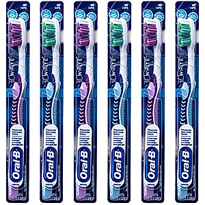 Oral-B 3D White Vivid Toothbrush, 35 Soft (Colors Vary) - Pack of 6