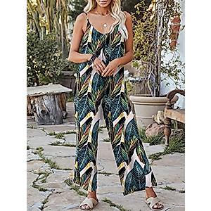 ANRABESS Women's Loose Casual Sleeveless Adjustable Spaghetti Strap Jumpsuits Stretchy Wide Leg Rompers with Two Pockets A370-shuye-L