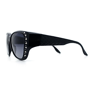 SA106 Polarized 55mm Fit Over OTG Butterfly Rhinestone Diva Sunglasses Shiny Black