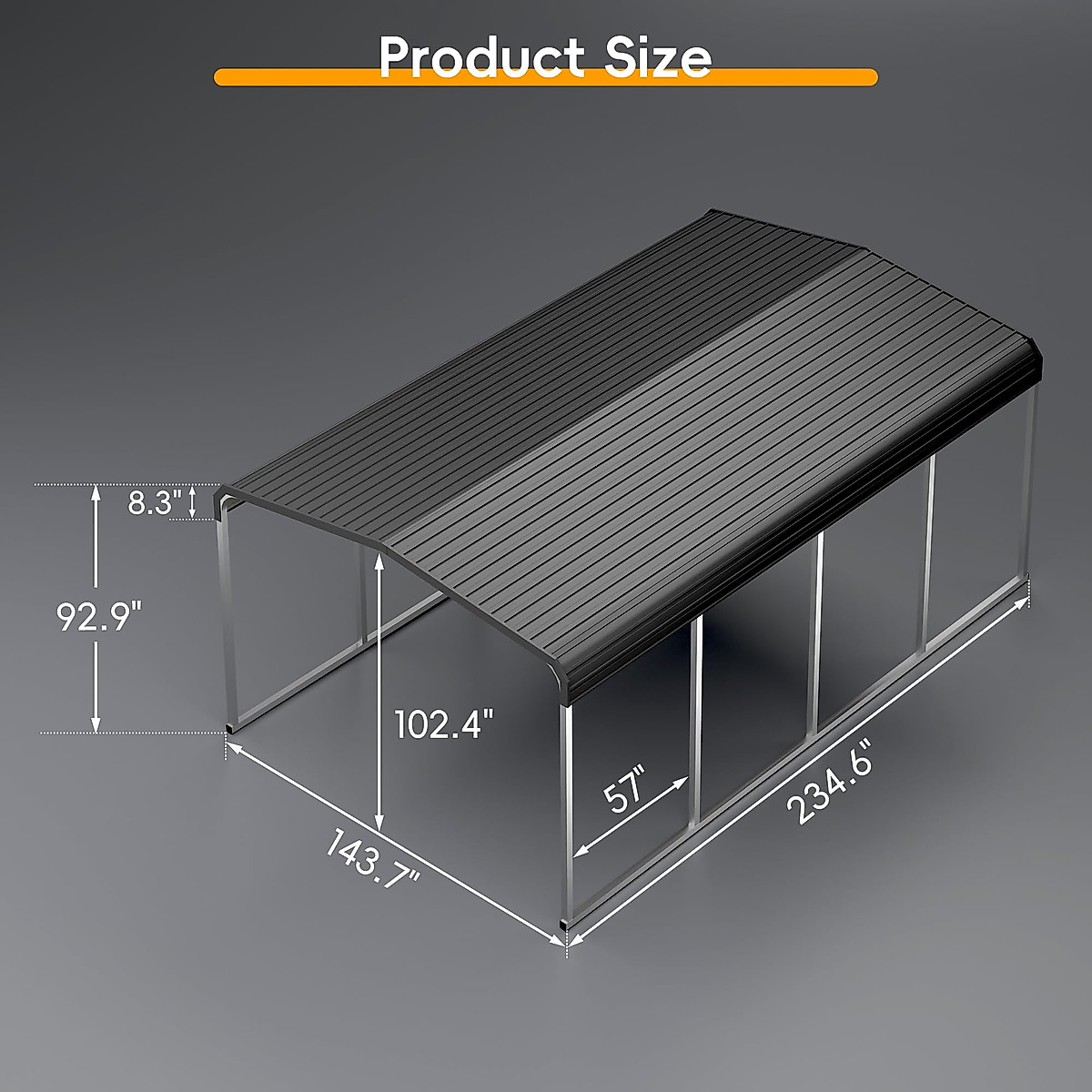 REPICK Heavy Duty Metal Carport with Galvanized Steel Roof and Metal Carport Kits, Outdoor Carport Canopy Enhanced Base, Multi-Purpose Extra Large Car Shelter for Car, SUV, Truck and Boats (12x20 FT)