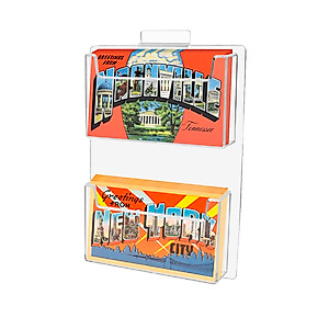 Marketing Holders Slatwall Postcard Organizer Double Pocket Clear Acrylic Display for 6" Timeclock Index Card Pamphlets Greeting Cards Organizing Space Saving Rack
