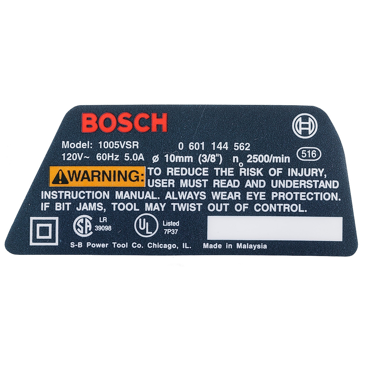 Bosch Parts 2609130133 Nameplate