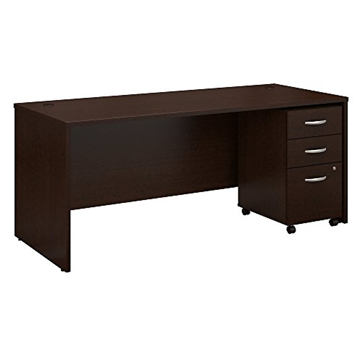 Bush Business Furniture Series C Office Desk with Mobile File Cabinet, 72W x 30D, Mocha Cherry