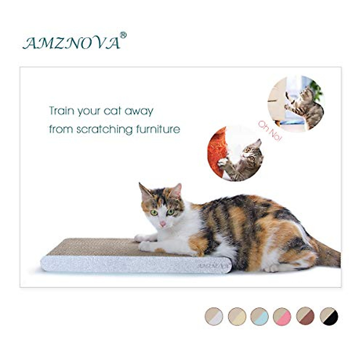 AMZNOVA Cat Scratcher, Cardboard Cat Scratchers, Durable & Recyclable Scratch Pad, Colors Series, Narrow, Glitter Silver