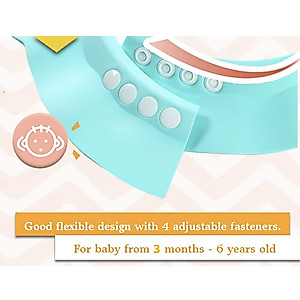 BONPEIPEI Baby Shower Shampoo Cap 2Pcs Adjustable Safety Eva Bath Visor Waterproof Soft Hair Washing Guard Accessories Bathing Hat for Girls, Boys, Infants, Kids and Toddlers-Pink/Green