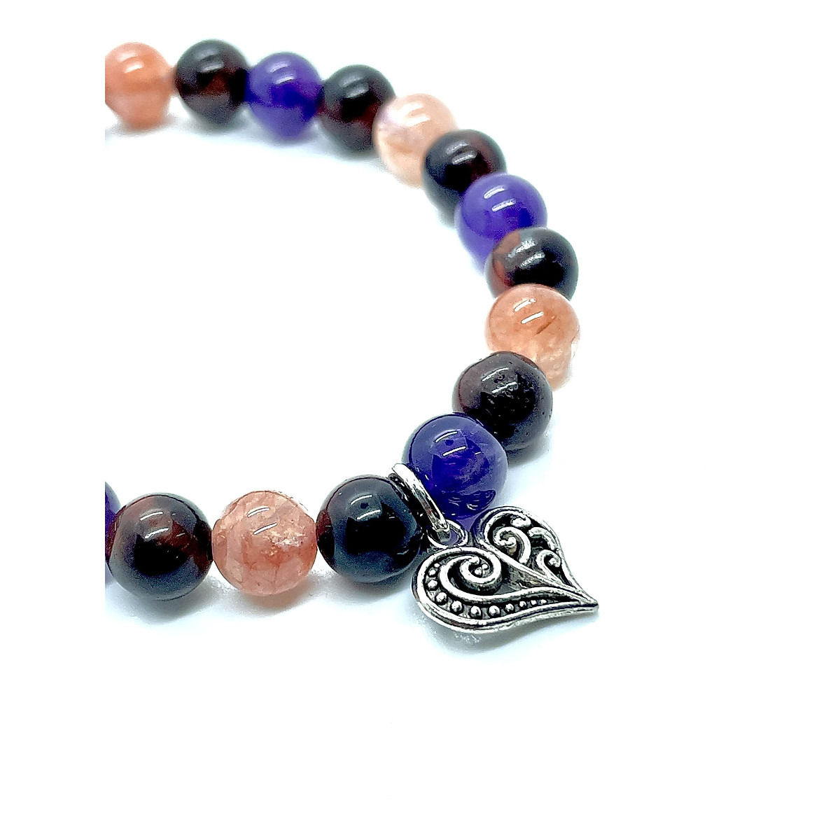 DCE Triple Stone OPTIMUM WEIGHT LOSSt Handmadee 8MM Gemstone Red Tiger Eye - Sunstone - Amethyst Beaded Jewelryyts Natural Healing Metabolism Booster Spiritualts By Dazzling Crys