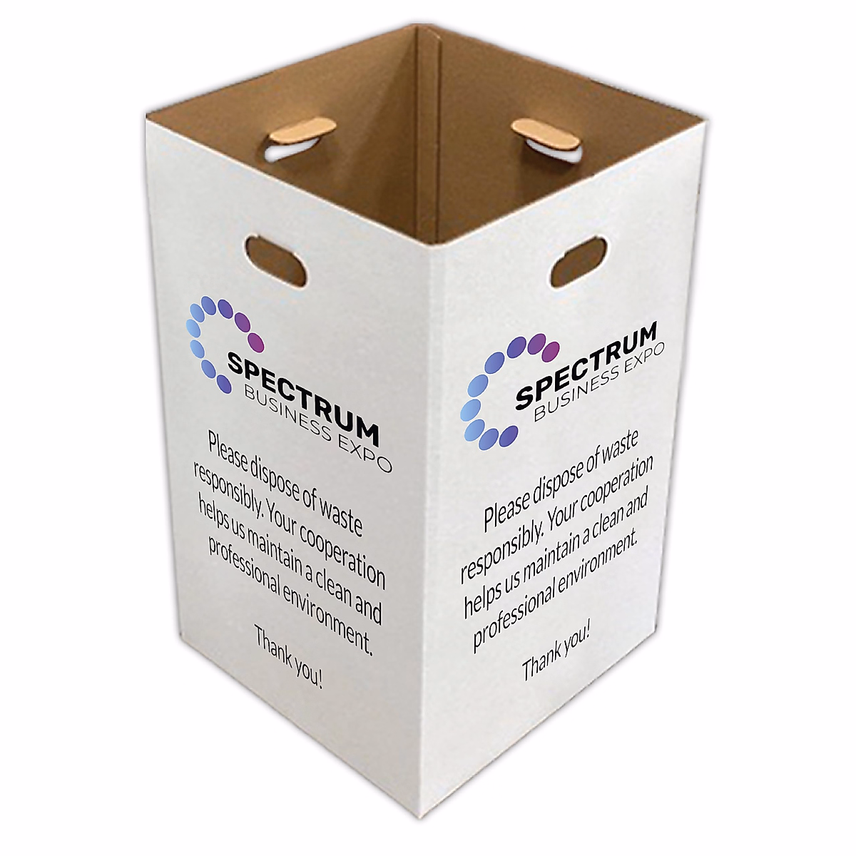 Customizable 42-Gallon Cardboard Trash, Waste & Recycling Containers (50 Pack, White) – Add Your Logo and Text for Any Occasion Including Trade Shows, Weddings, Events, Concerts & Large Gatherings