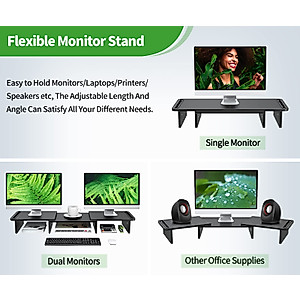 Zimilar Dual Monitor Stand Riser, Monitor Stand with Adjustable Length and Angle Monitor Stand Riser, 2 Tiers Laptop Computer Monitor Riser for PC Screen