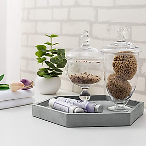 MyGift Modern Gray Concrete Hexagonal Decorative Display Bathroom Vanity Tray