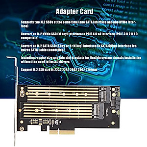 Shanrya Adapter Card, Sturdy Durable Hard Drive Reader Dual M.2 Long Service Life SSD to PCIE 4X for Computer for Laptop