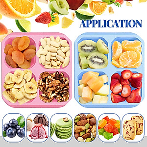 TKOnline Set of 8 Bento Snack Boxes, Meal Prep Container, 4 Compartments Leakproof Food Prep Containers for School, Work and Picnic