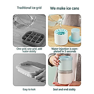 2022 New Ice Cubes Maker,Decompress Ice Lattice,3D Cylinder Silicone Ice Lattice Molding Ice Cup Ice Maker Ice Tray Press-type Easy-release Ice Lattice 1.3cm Ice Cubes (Light Blue), (DQ1321)