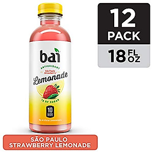 Bai Flavored Water, São Paulo Strawberry Lemonade, Antioxidant Infused Drinks, 18 Fluid Ounce Bottle (Pack of 12)