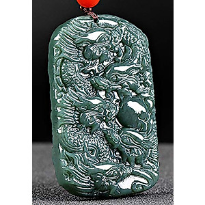 China Natural Hetian Green Jade Nephrite Carved Fengshui Zodiac Dragon Beast Pendant Amulet