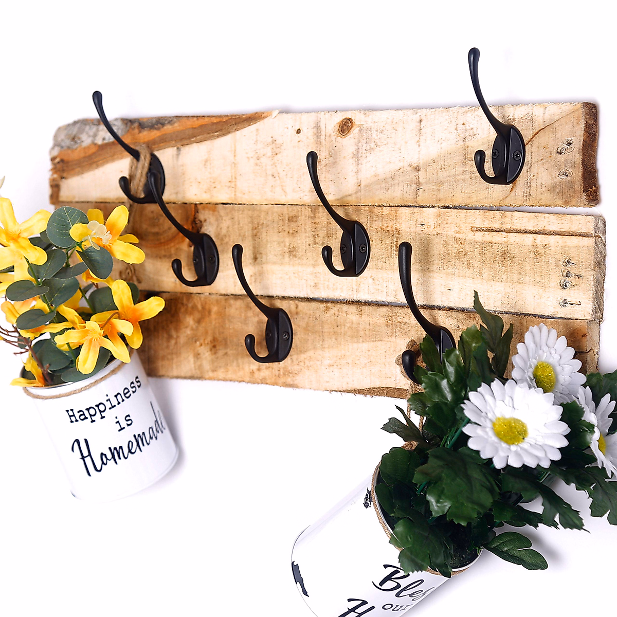 Dseap Coat Hooks Wall Mounted, Pack of 10, Metal Hooks for Hanging, Black