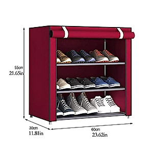 Shoe Rack Shoe Shelf Stackable Shoe Rack Multifunction 3 Tier Shoe Cabinet Fabric Shoe Rack Organiser Shoes Boots Storage Rack Shelf with Cover Shoe Storage Organiser Racks Shoe Bench Stackable Shoes
