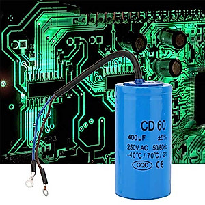 CD60 Run Capacitor with Wire Cable 250V AC 400uF 50/60Hz for Motor Start Motor Air Compressor
