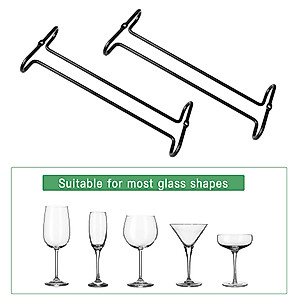 Milkary 4 Pack Steamware Wine Glass Hanging Rack, Metal Stemware Holder Storage Wall Mount Under Cabinet Kitchen Bar Pub, Black