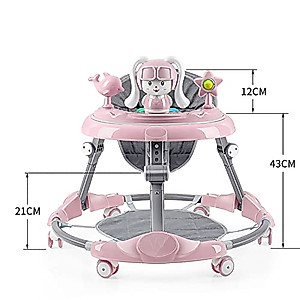 GPAIHOMRY Foldable Baby Walker, 6 Mute Universal Wheels Height Adjustable Walker, Anti-O Leg Folding Walker, Suitable for Girls Boys 6-18 Months (Color : Pink)
