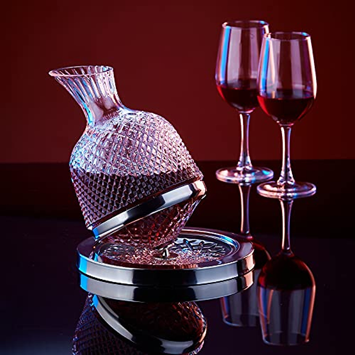 Wine Decanter, Aerator, Lead-Free Crystal Glass, 360° Rotation, Wine Lovers, Luxurious， Gifts for Men