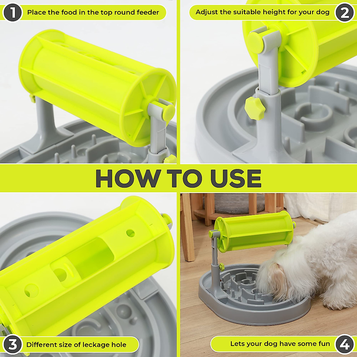 Dog Puzzle Toys for Smart Dogs Upgraded - Promotes Brain Stimulation and Healthy Eating - Slow Dispensing Food - No More Boredom - Adjustable Height for Medium/Large Dog