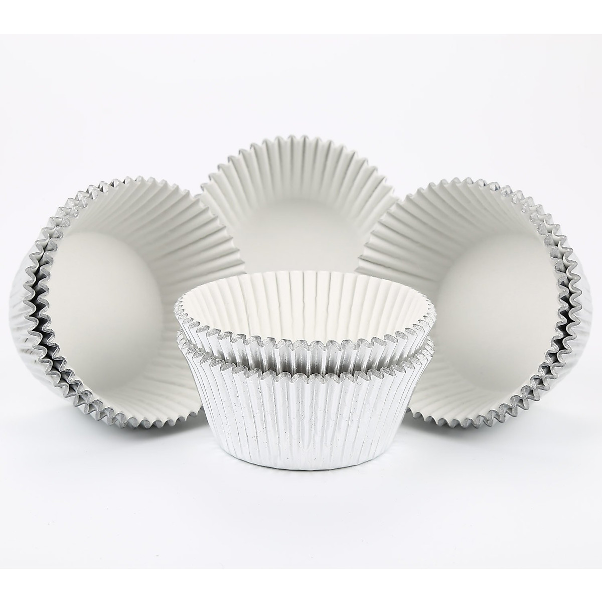 Gifbera Standard Silver Foil Cupcake Liners Metallic Paper Muffin Baking Cups 200-Count (Silver)