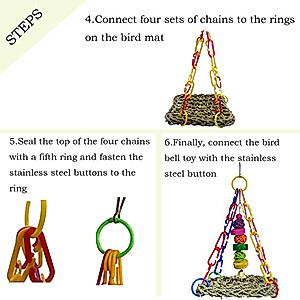 MUYG Bird Seagrass Mat Natural Sea-Weed Woven Parrot Hammock Swing Mats Birds Foraging Wall Colorful Chewing Toy Lovebird Movable Hanging Hammocks Rocking Toys Parakeets Climbing Pad