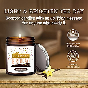 1OAK Happy Birthday Candle - Birthday Cake Candle - Birthday Candles for Women - Happy Birthday Gifts for Women - Happy Birthday Candles Gifts for Women - Bday Gift for Women - Amber Glass Jar 9oz