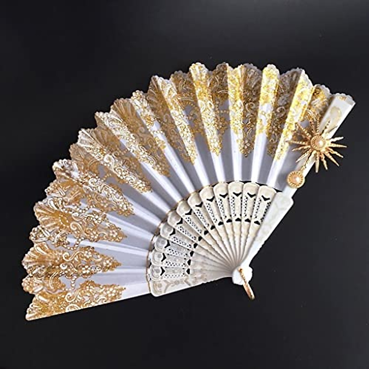 RAZZUM Folding Hand fansRetro Court Chinese Style Hand Fan，Folding Craft Dance Fan，Vintage Fold Fan for Wedding Party Lace Fan SilkChinese Fans Fan