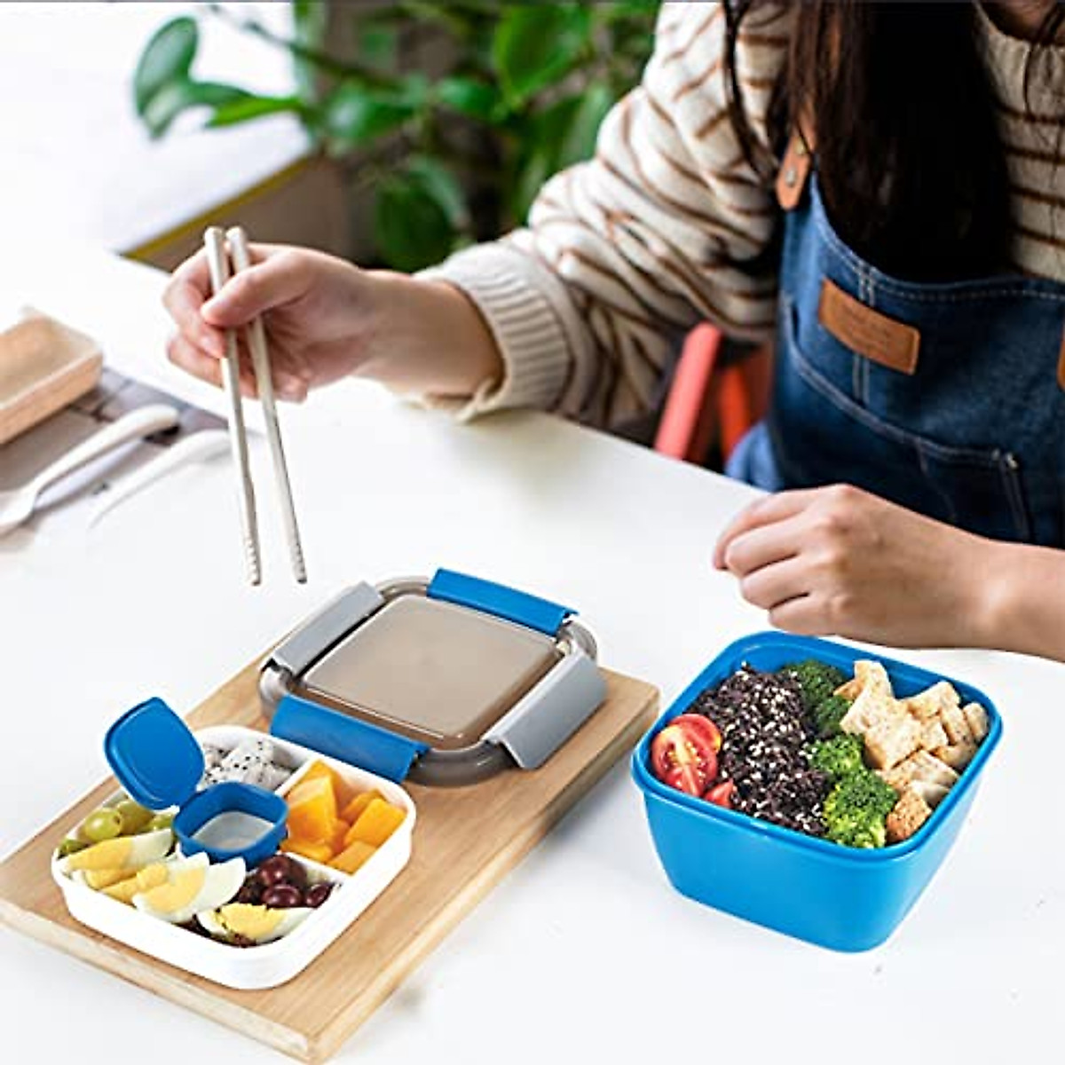 Cezoyx 3 Pack Salad Lunch Container To Go, 52 Oz Reusable Salad Bowl with 3 Compartment, Salad Dressings Container for Salad Toppings, Fruit, Lunch