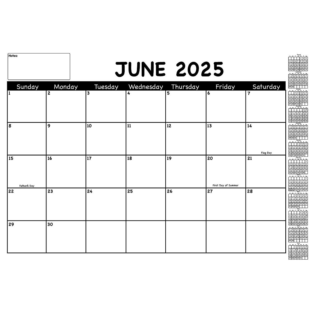 2024-2025 Academic Year Desk Calendar Black/White with Previews, 12 months from August 2024-July 2025 with notes space and holidays, 13” x 19” Wall/Desk Calendar for Teacher Planner, Daily Planning, Lesson Plans, Classroom Office Home, Organization