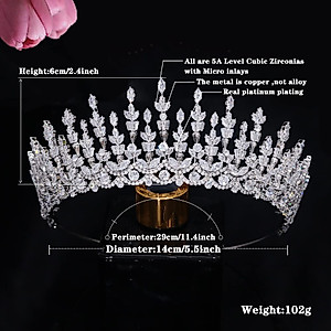 Jorsnovs Cubic Zirconia Bridal Crowns for Women Silver Wedding Tiaras CZ Princess Birthday Party Headpieces Zircon Hairbands