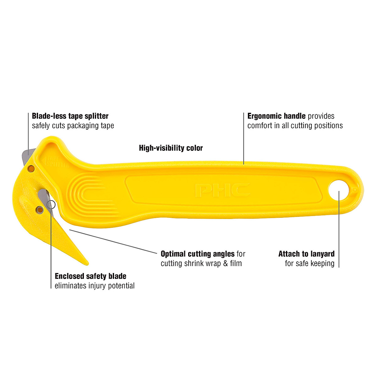 Pacific Handy Cutter DFC364 Disposable Film Cutter, Sharp & Durable Steel Blade & Pacific Handy Cutter CL36 Clip-On Coil Lanyard, For Utility Knives, Safety Cutters, and Hand Tools