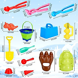 Snow Toys for Kids Ages 4-8 8-12, 24pcs Winter Snow Ball Makers for Kids, Snowball Making Kit Heart Snow Molds Shaper for Kids Outdoor Play, Dinosaur Snowman Ice Cream Snowball Maker for Toddlers 3-5
