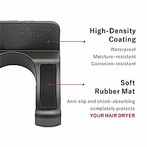 Hair Dryer Holder Wall Mounted, Blow Dryer Holder Blow Dryer Organizer for Bathroom, Self Adhesive Magnesium Aluminum Alloy Compatible for Dyson Hair Dryer (Gray)