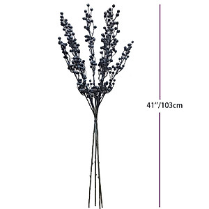 JD ARTIFICIAL PLANTS 4pcs 41" Long Stem Blue Berry Branches Tree Twigs for Home Decor Tall Vase Housewarming Gift Office Restaurant Wedding Garden Patio Photography Props(Dark Blue)