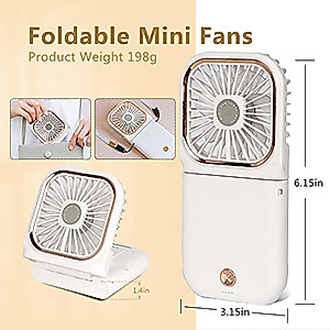 FADACHY Mini Handheld Fan Portable Charger Small Fan Breeze Quiet Power Rechargeable USB Fan for Travel Small Personal Fan, Outdoors, Hiking, Camping, white