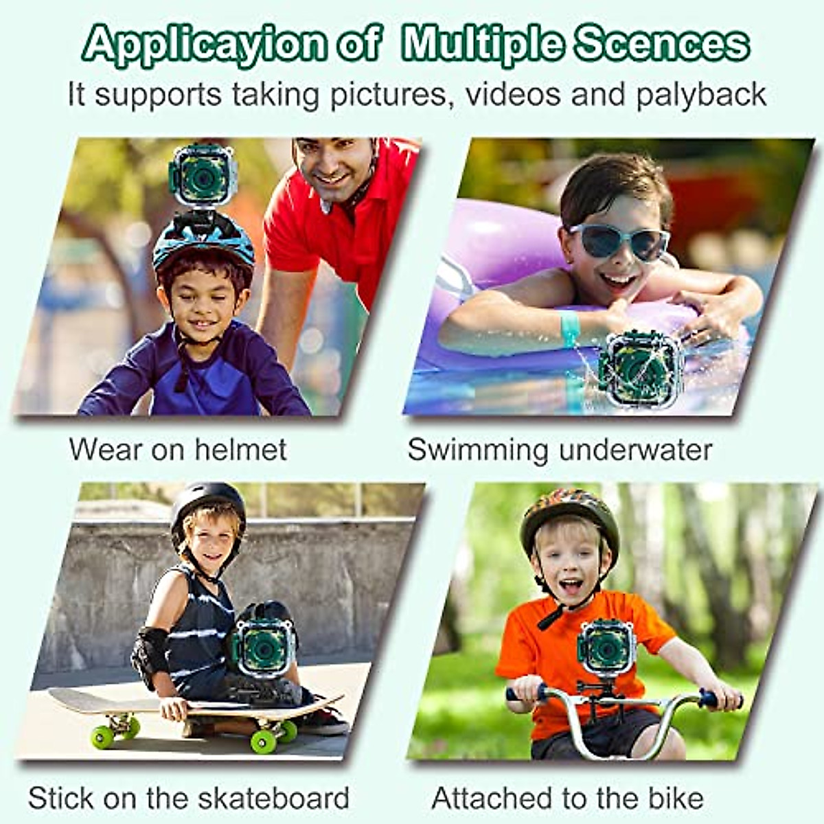 PROGRACE Kids Waterproof Camera Toys - Underwater Video Camera for Kids 1080P HD Camcorder Toy Gift Boys 3 4 5 6 7 8 9 10 11 12 Year Old Vlogging YouTube Children Digital Camera Build-in Games