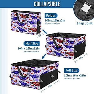 Gorgeous Butterfly Retro Purple Trunk Organizer Large Storage Groceries Bag for Car Trunk with Dividers Back Seat SUV Organizers Collapsible Adjustable Auto Trunk Cargo Box