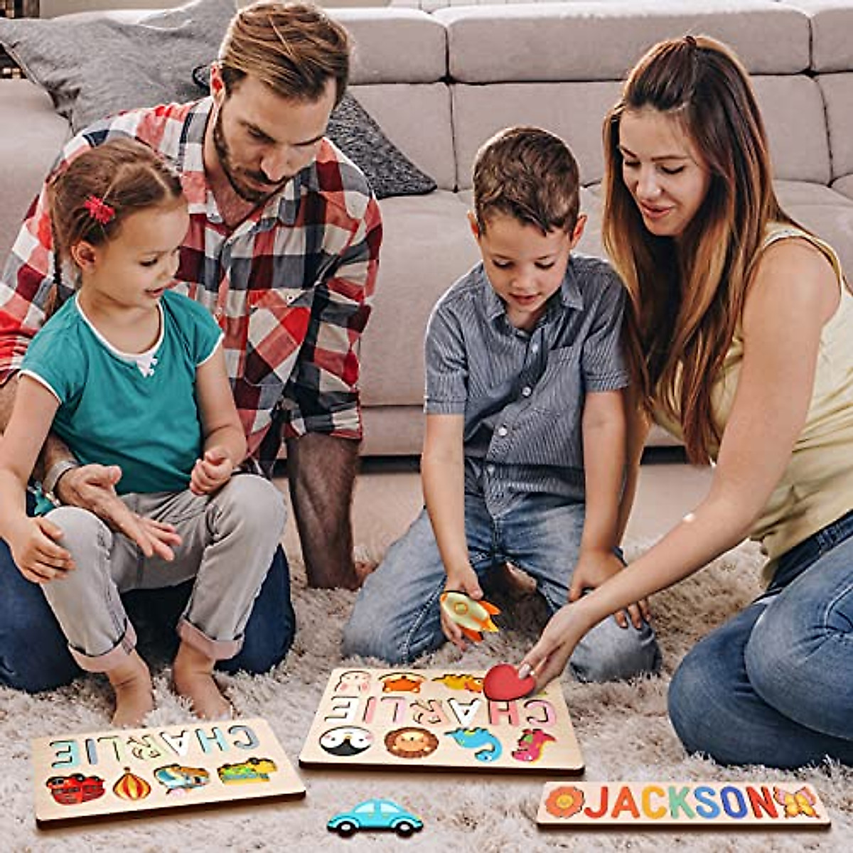 Name Puzzle for Kids Personalized, Custom Wooden Name Puzzle for Toddlers, Educational Baby Name Puzzle Toys, Personalized Name Puzzles for Baby Boy Girl, Customized Puzzles for First Birthday Gifts