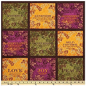 Hobby Lobby Fruit of The Spirit Panel Cotton Calico Fabric -2 Yard Piece