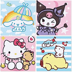 Diamond Art Kits for Kids - 4 Pack Diamond Art Painting Kits - Arts and Crafts for Kids Ages 8-12 - Diamond Art Mosaic Kits - Crafts for Girls 8-12 - GEM Art for 5 6 7 9 10 Year Old Girl Boys Gifts