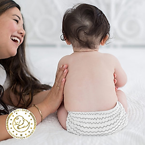 SmartNappy Cotton Muslin by Amazing Baby, NextGen Hybrid Cloth Diaper Cover + 1 Tri-fold Reusable Insert + 1 Reusable Booster, Mini Chevron, Gray, Size 3, 12-25 lbs