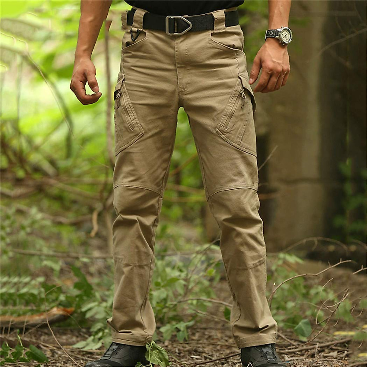 MNXOIA Urban Tactical Military Pants Men Multi Pockets Army Combat Cargo Pants Casual Work Stretch Cotton Trouser Gray XXL