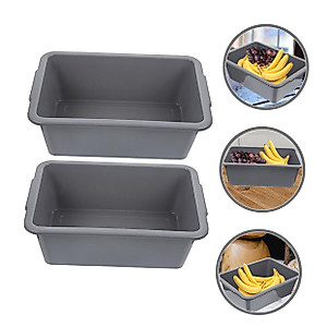 Unomor 2pcs Box Storage Basket Rectangular Bus Tubs Dish Washing Tub Dish Basin Dish Wash Basin Commercial Tote Tub Restaurant Wash Basin Vegetable Tote Tub Utility Bus Tub Grey Pp
