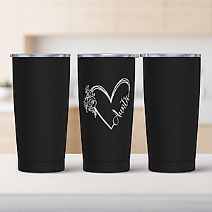 Yipaidel 20oz Stainless Steel Rose Tumbler - Vacuum Insulated Mug with Lid, Inspirational Auntie Gifts for Mom/Sister/Best Friend, Motivational Coworker Gifts for Mothers Day Christmas (Auntie Rose)